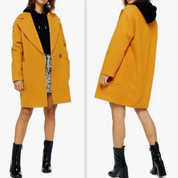 Topshop | Jackets & Coats | Topshop Mustard Yellow Oversized Carly Coat ...